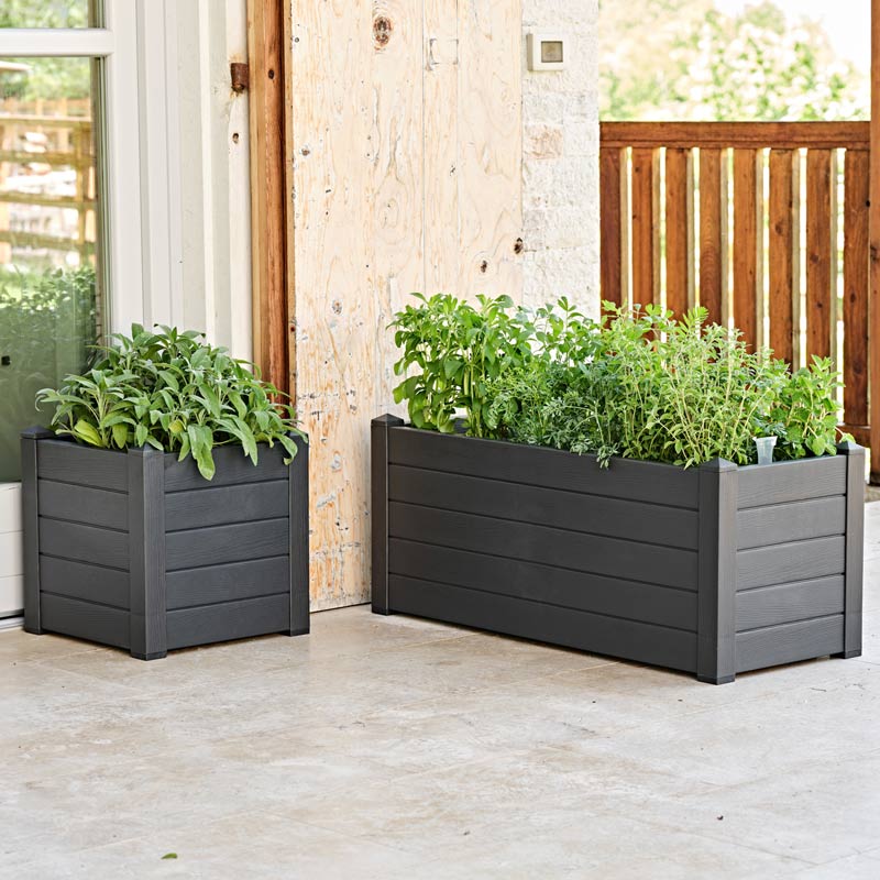 Bac à fleurs rectangulaire gris anthracite - L'Incroyable