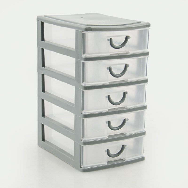 Tour de rangement 5 tiroirs gris - L'Incroyable